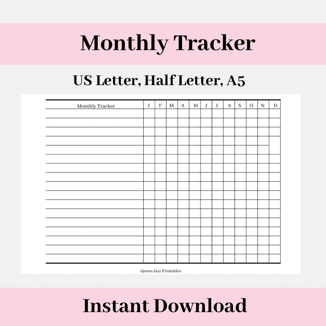 Annual Tracker | Monthly Checklist | Monthly Tracker| Customized ...