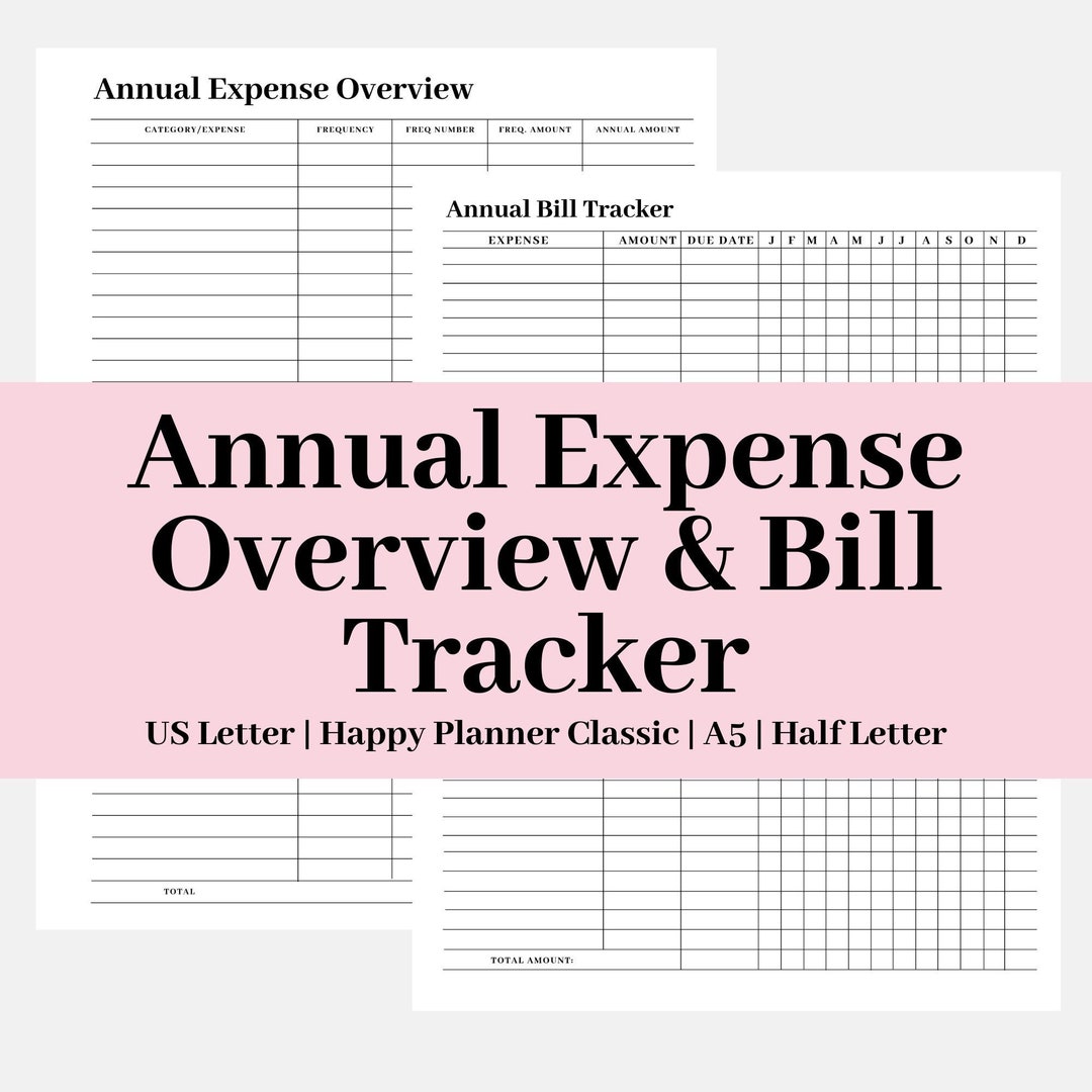 Annual Expense & Bill Tracker: Financial Planner (digital Download) - Etsy