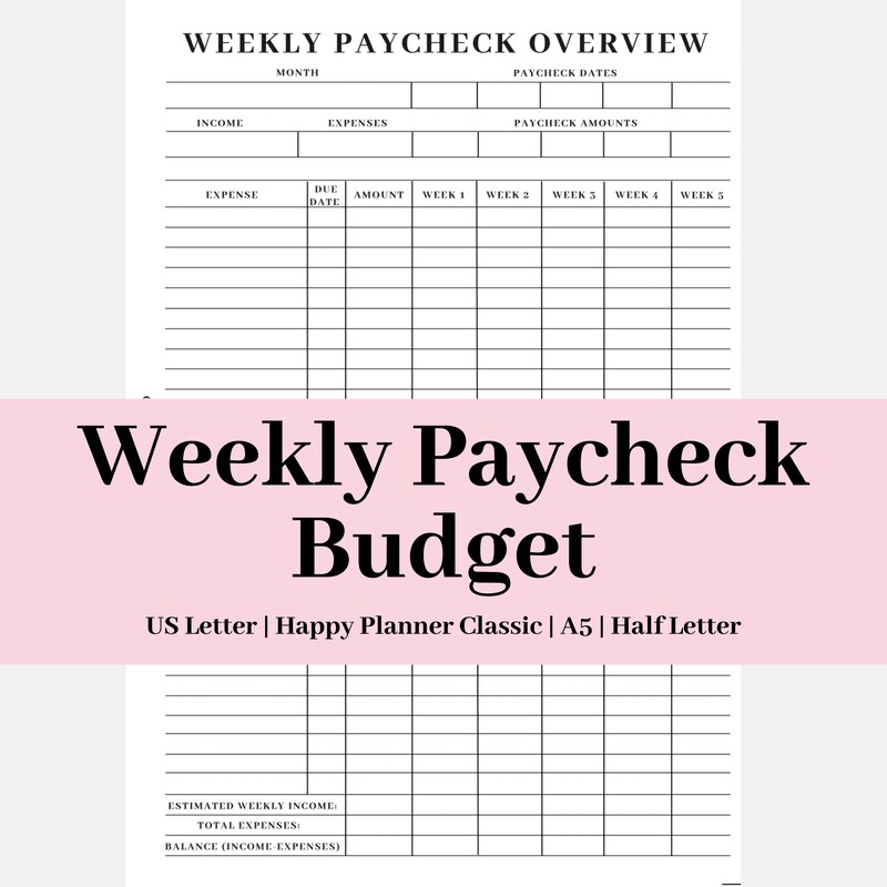 4 Week Budget Pdf - Etsy