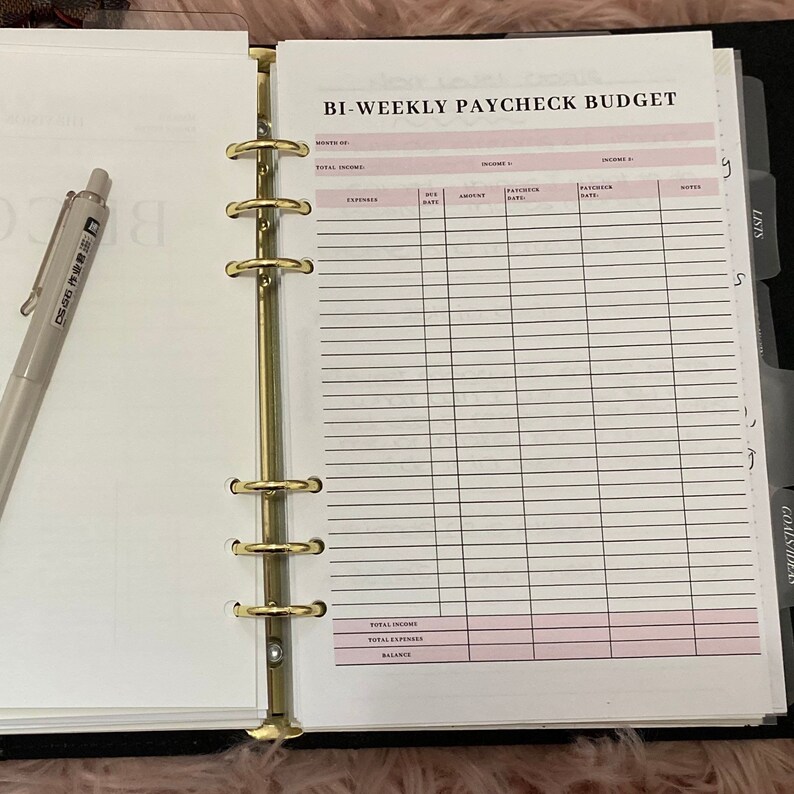 Bi-weekly Paycheck Budget Bill Organizer Paycheck Planner Paycheck ...
