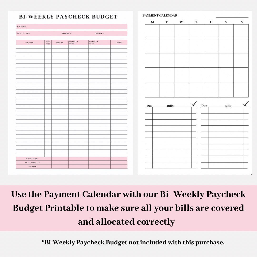 Bill Payment Calendar: Monthly Checklist (digital Download) - Etsy