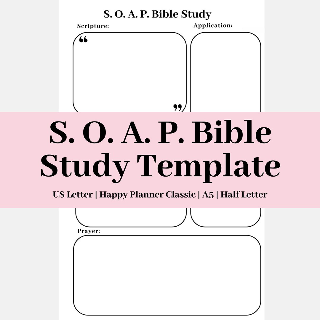 SOAP Bible Study Template: Scripture, Observation, Application, Prayer ...
