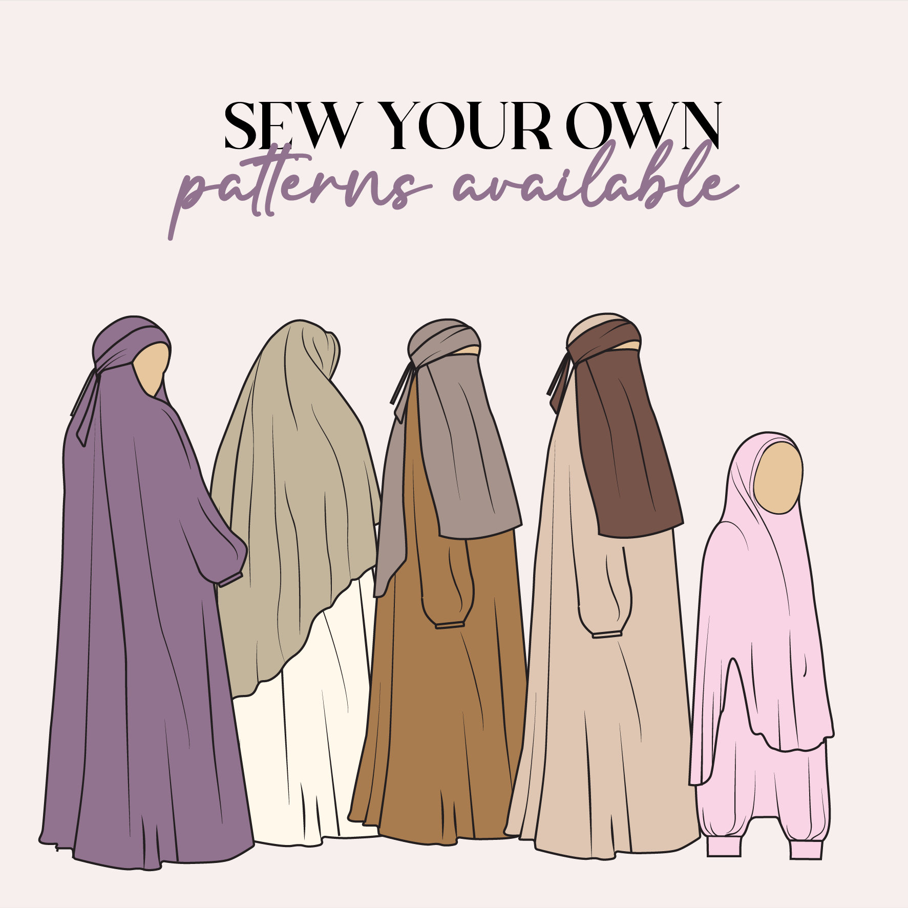 Kids Jilbab - Sewing Template PDF | Kids Jilbab Set Sewing Pattern PDF ...