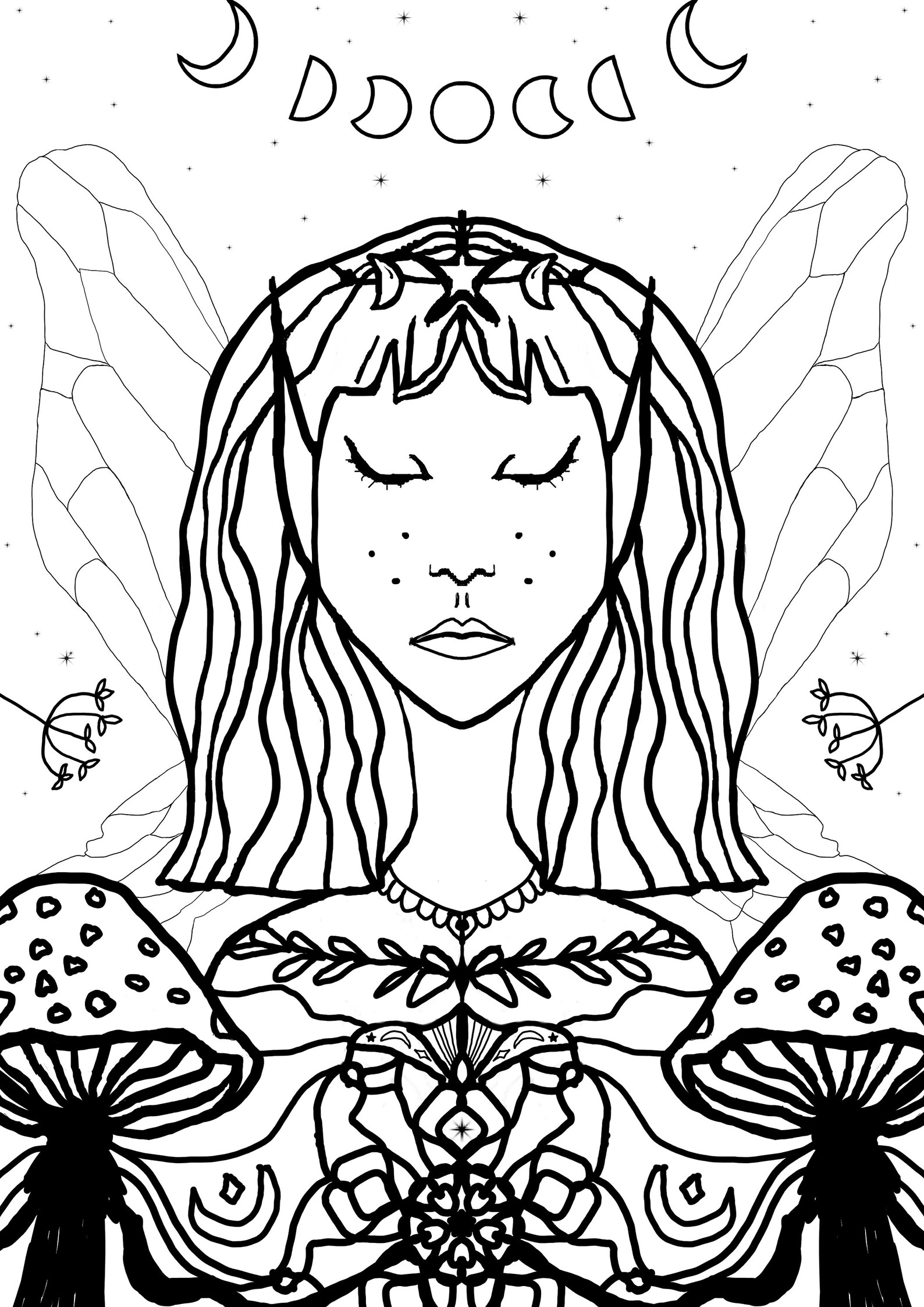 Fairycore Coloring Pages Instant Download Printable A4 Size Fairy Elf ...
