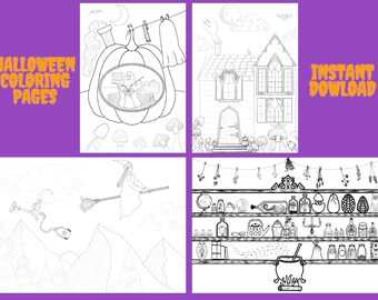 Witch house coloring page - Etsy Nederland