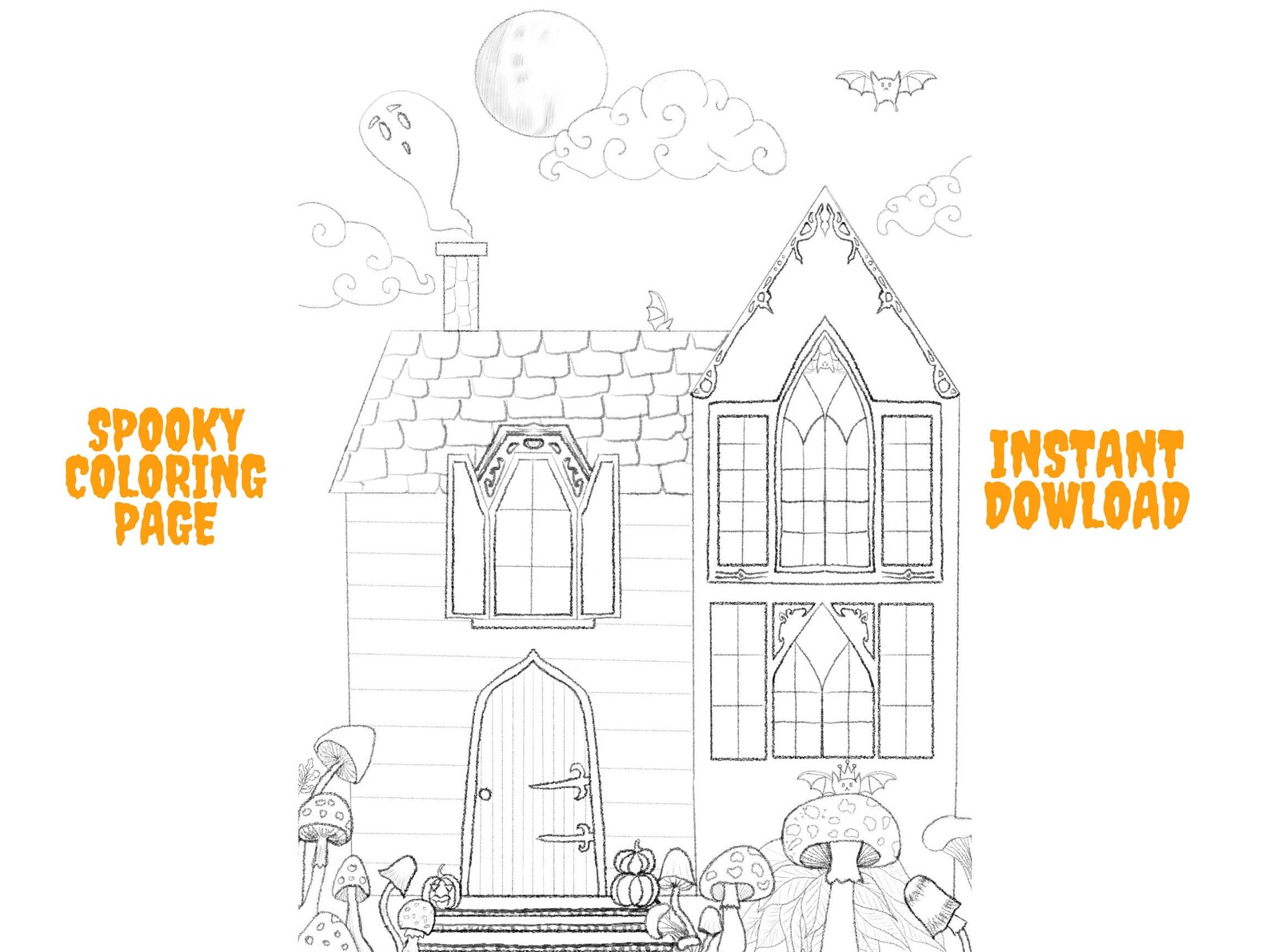 Printable Halloween Coloring Page A4 Spooky Victorian Haunted - Etsy