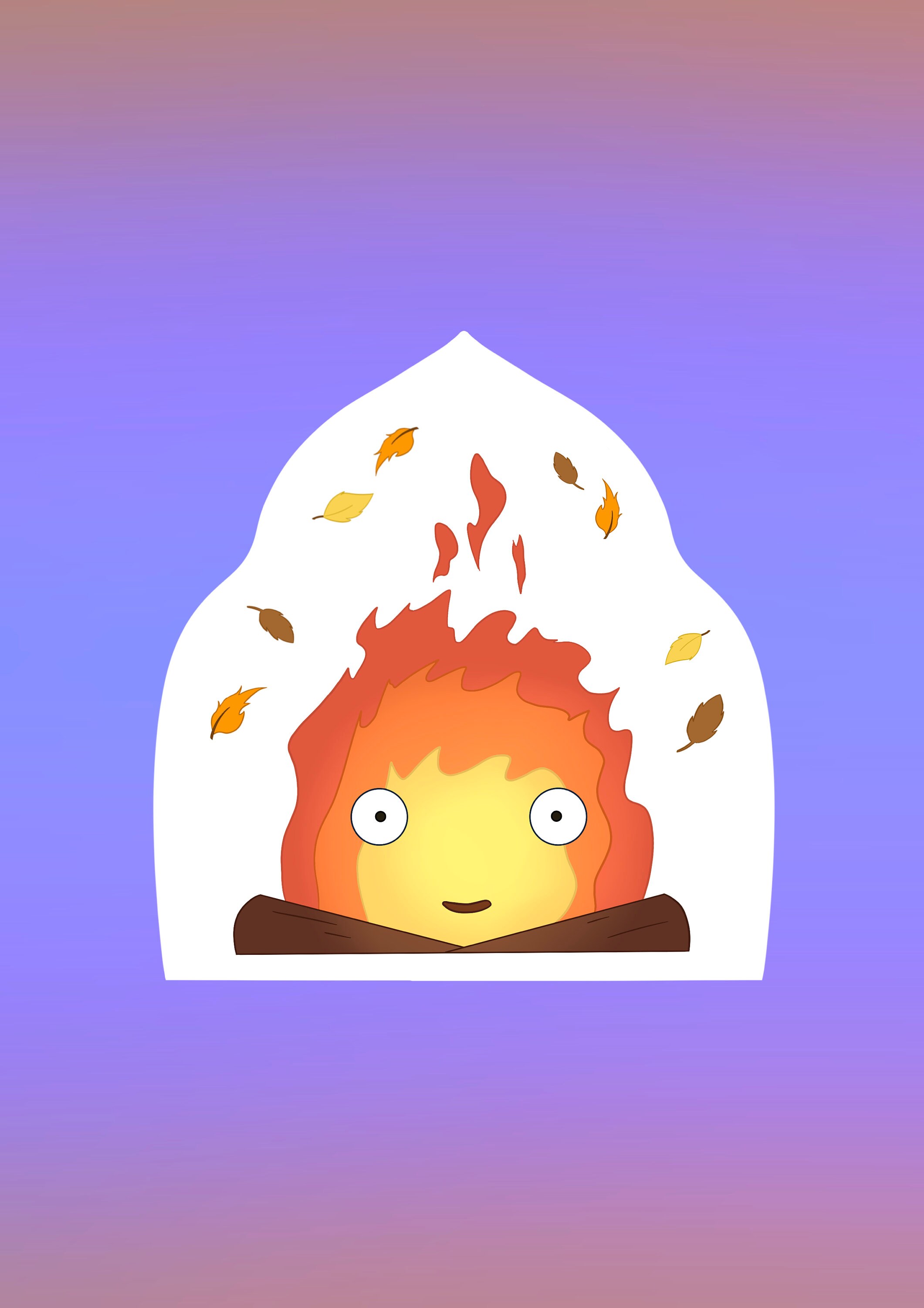 Fall Calcifer Peeker Studio Ghibli Anime Sticker - Etsy