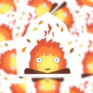 Fall Calcifer Peeker - Studio Ghibli Anime Sticker - Etsy