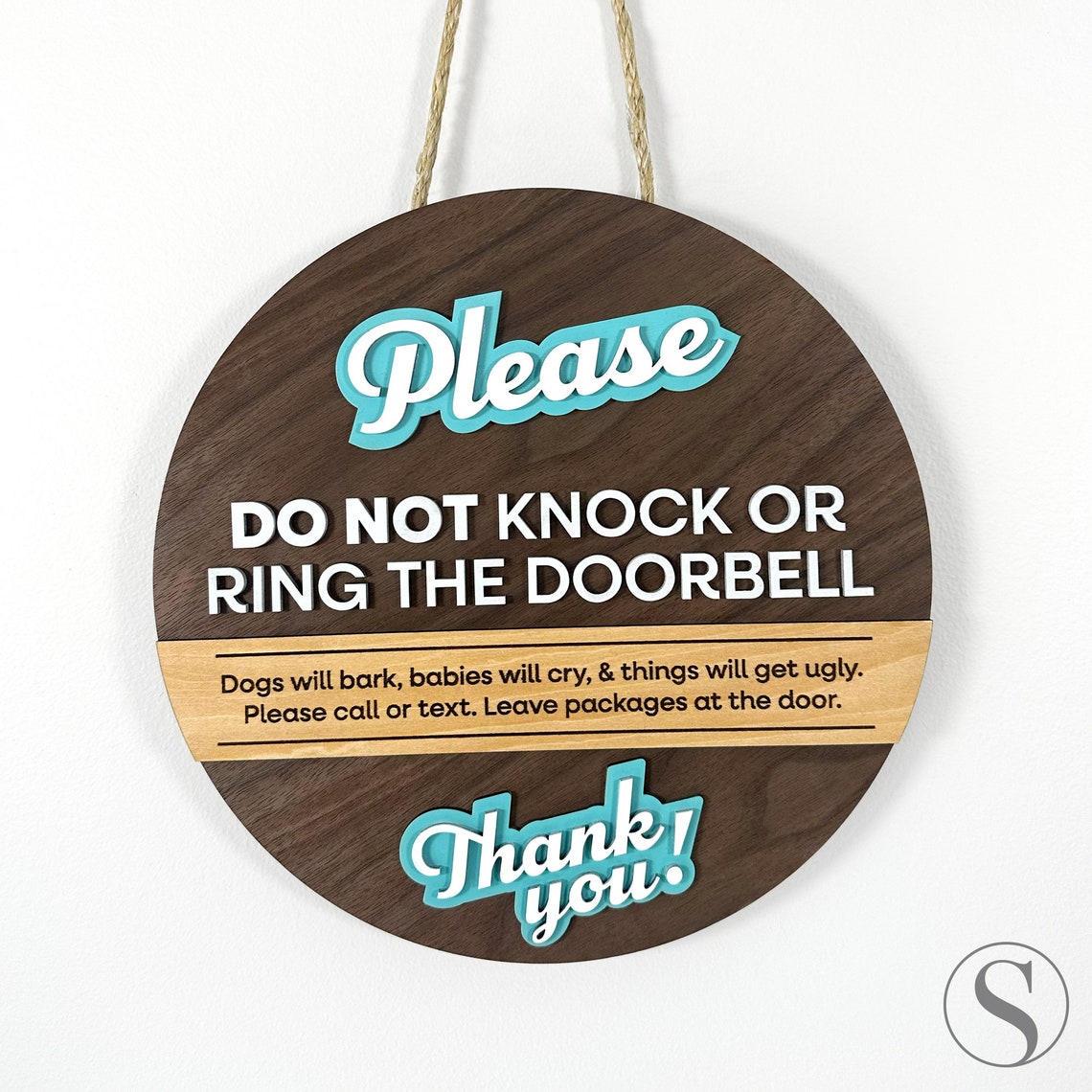 Please Do Not Knock Sign. No Soliciting Wood Sign. Dogs Will Bark Sign ...