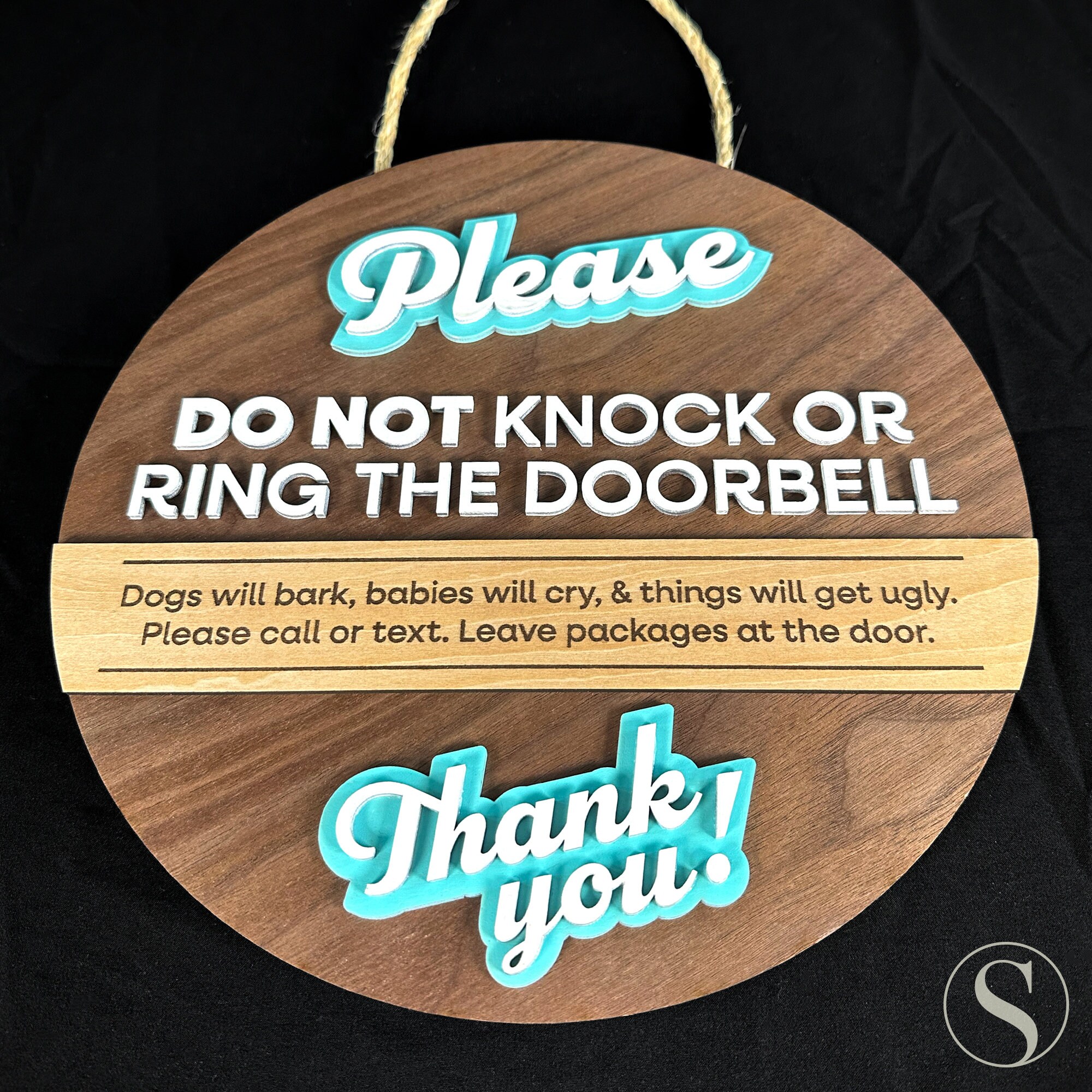 Please Do Not Knock Sign. No Soliciting Wood Sign. Dogs Will Bark Sign ...