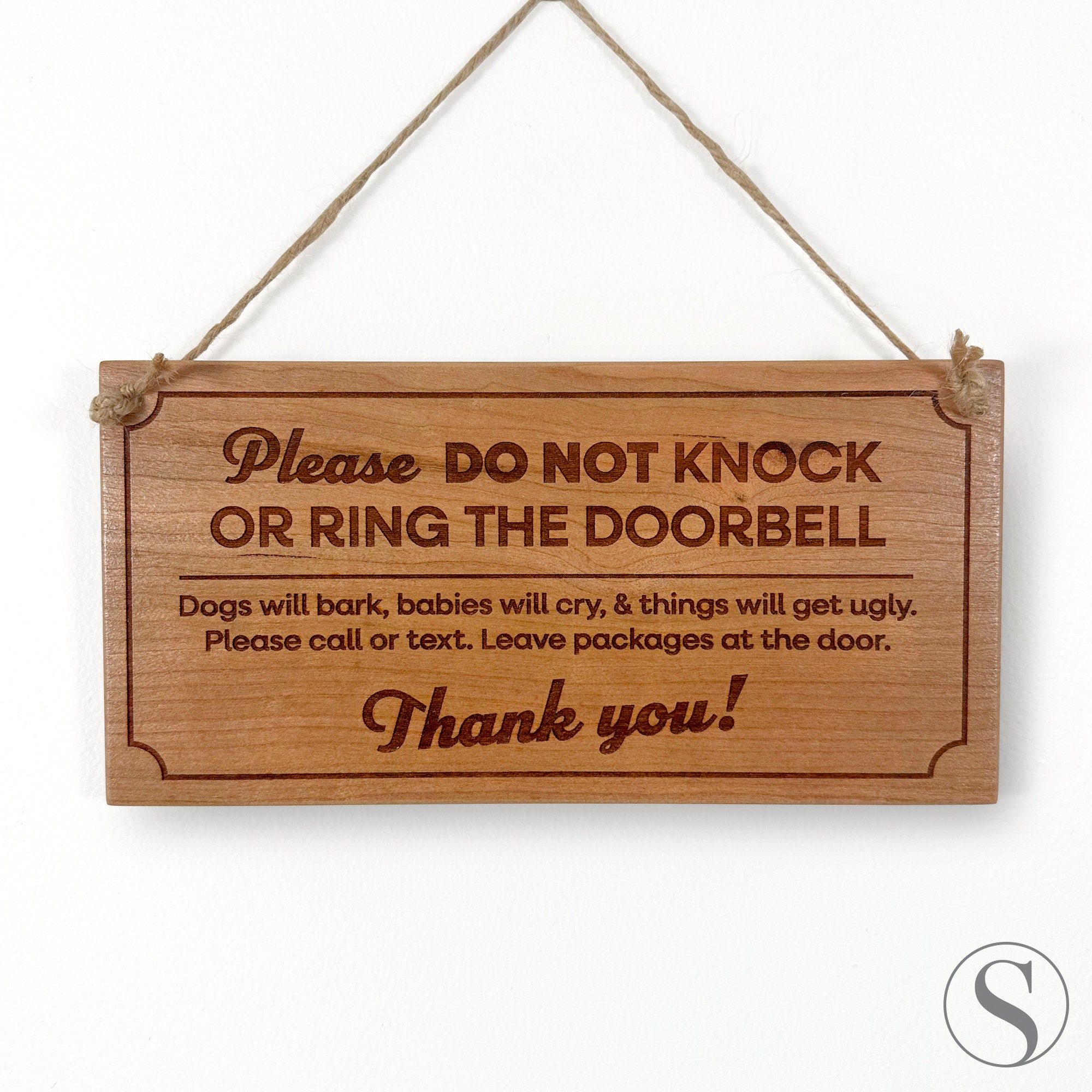 Please Do Not Knock Sign. No Soliciting Wood Sign. Dogs Will Bark Sign ...