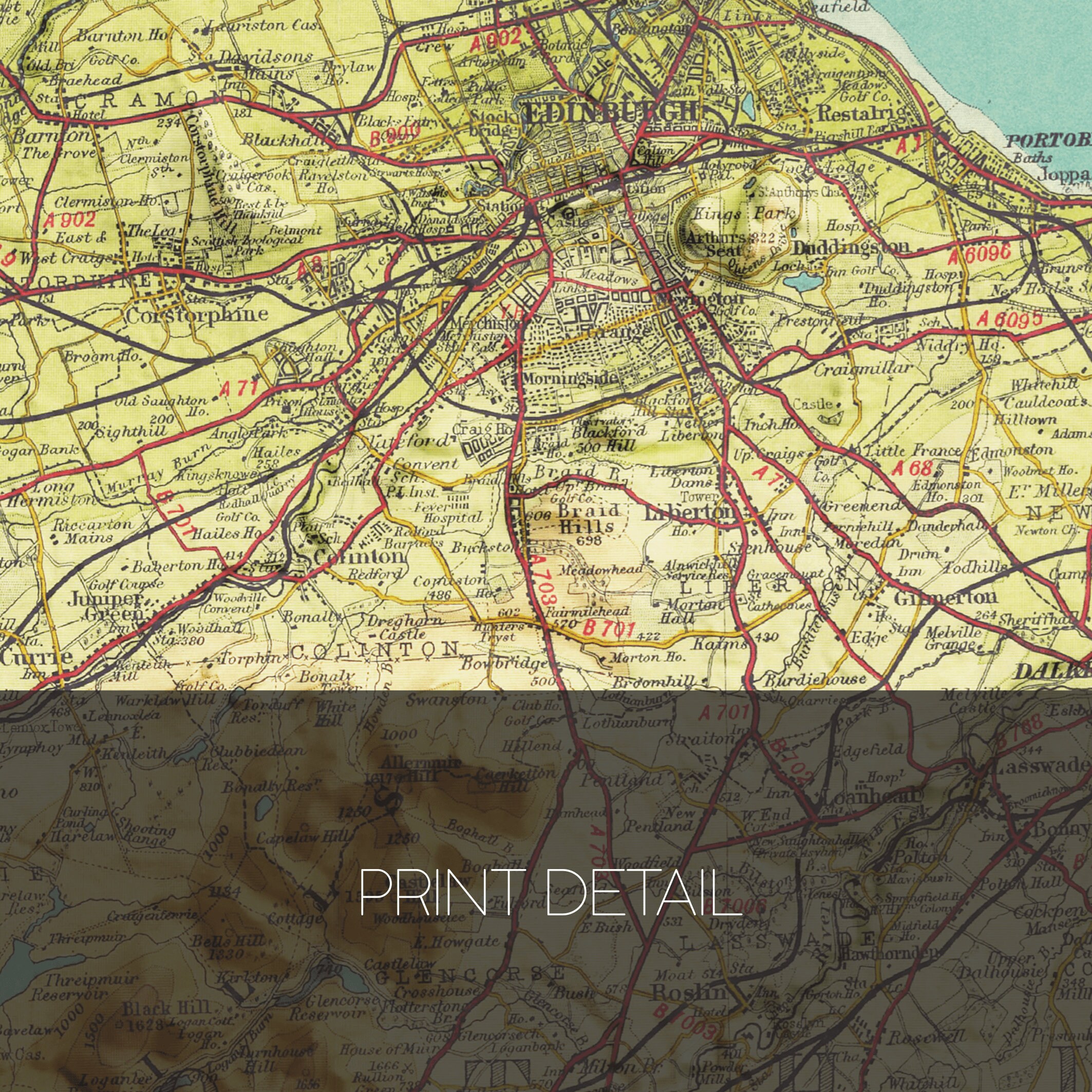 East Lothian Topographic Map / Giclée Fine Art Print / North Berwick ...