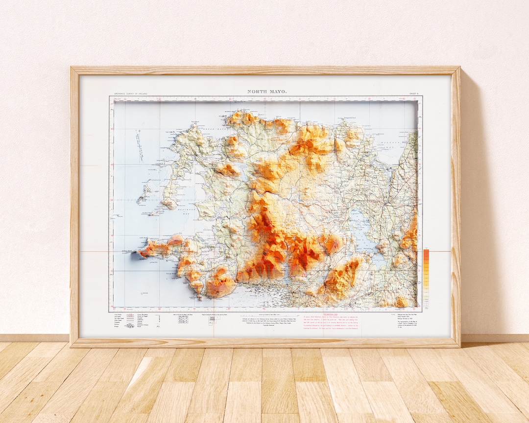 North Mayo Topographic Map / Giclée Fine Art Print / Partry Mountains ...