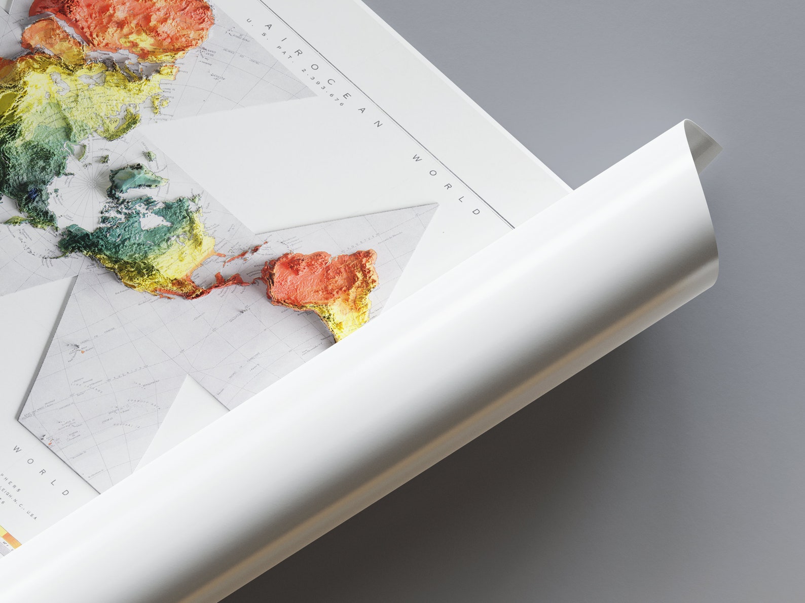 Dymaxion Airocean World Map / Fuller Projection / Elevation - Etsy