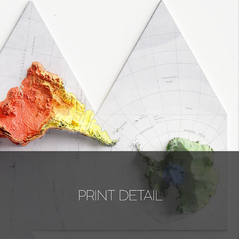 Dymaxion Airocean World Map / Fuller Projection / Elevation Topo Relief ...