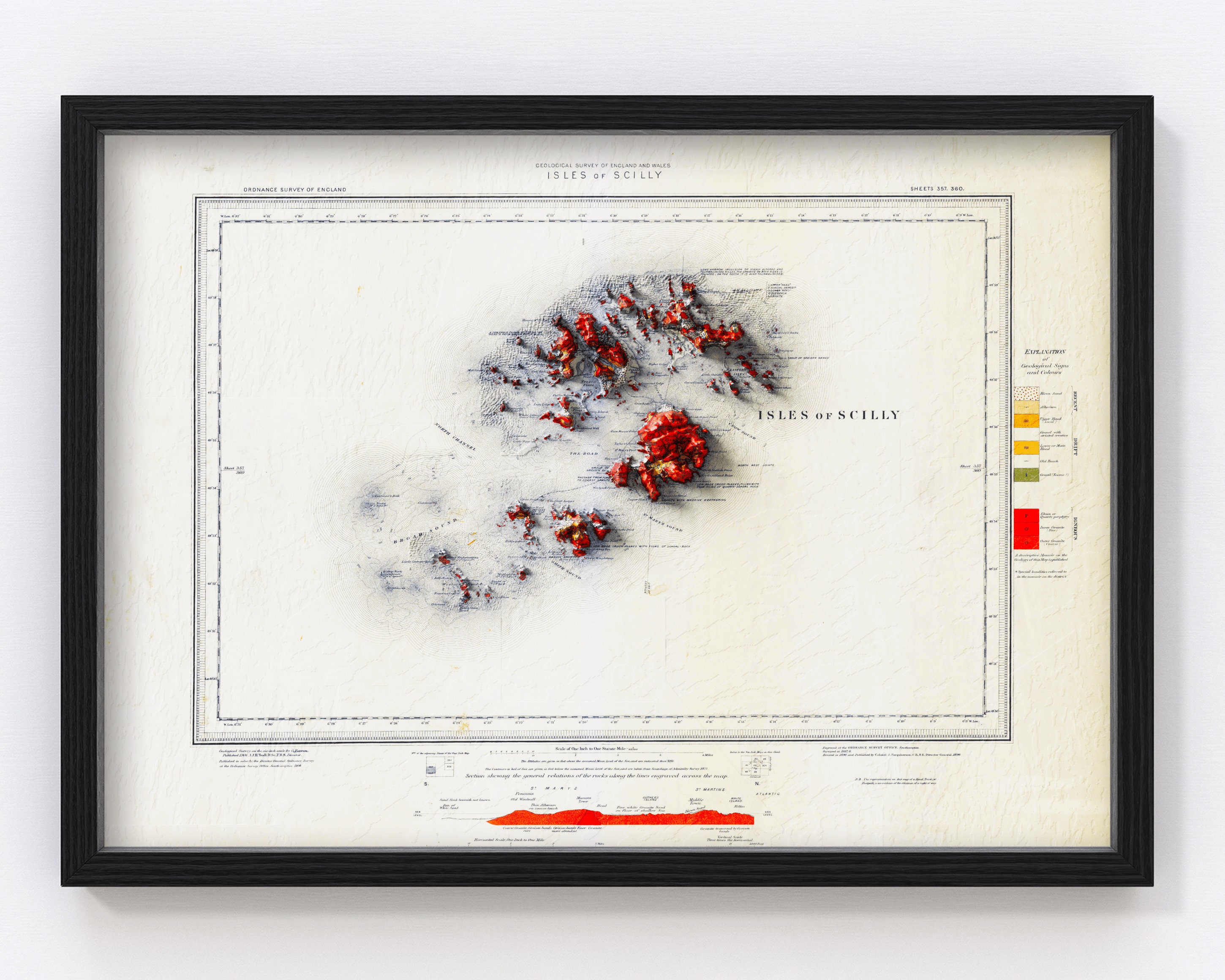 Isles of Scilly Topographic Map / Giclée Fine Art Print / Tresco, St ...