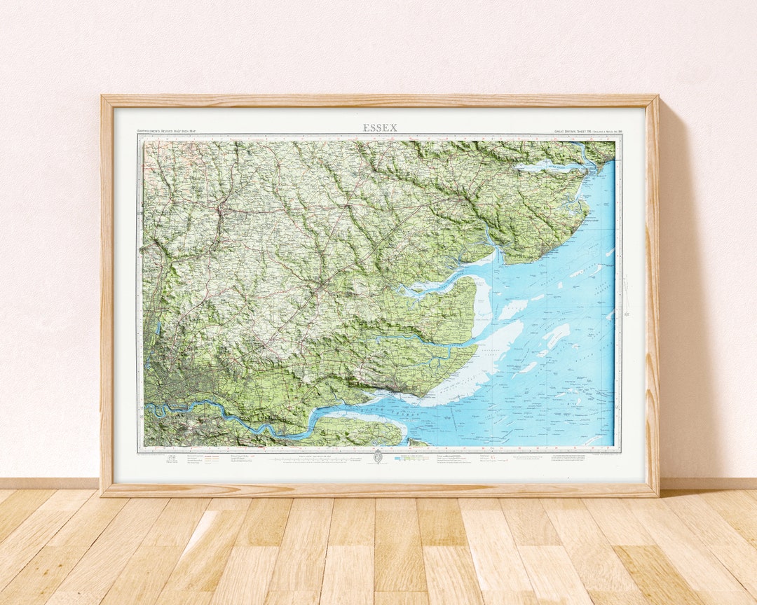 Topografische Karte von Essex / Giclée Fine Art Print / Colchester ...