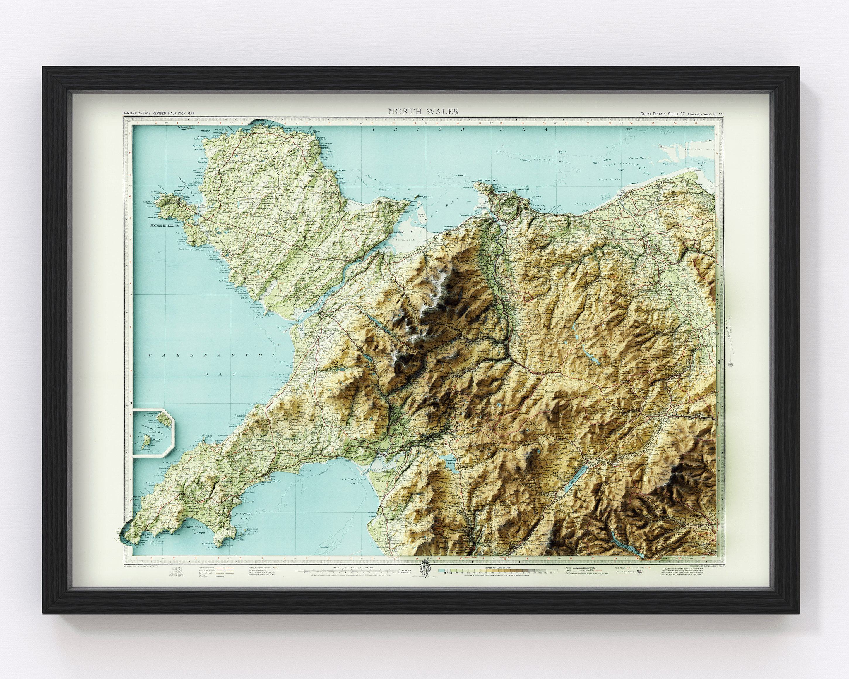 North Wales Topographic Map / Giclée Fine Art Print / Snowdon ...