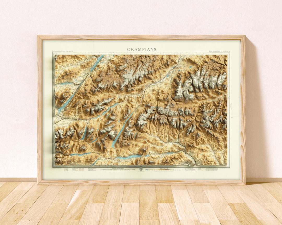 Grampians Topographic Map / Giclée Fine Art Print / Aviemore, Fort ...