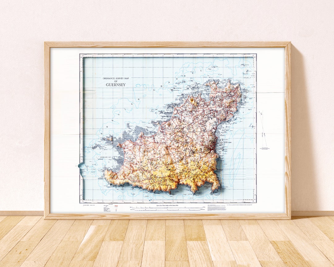 Guernsey Topographic Map / Giclée Fine Art Print / Guernsey Print ...