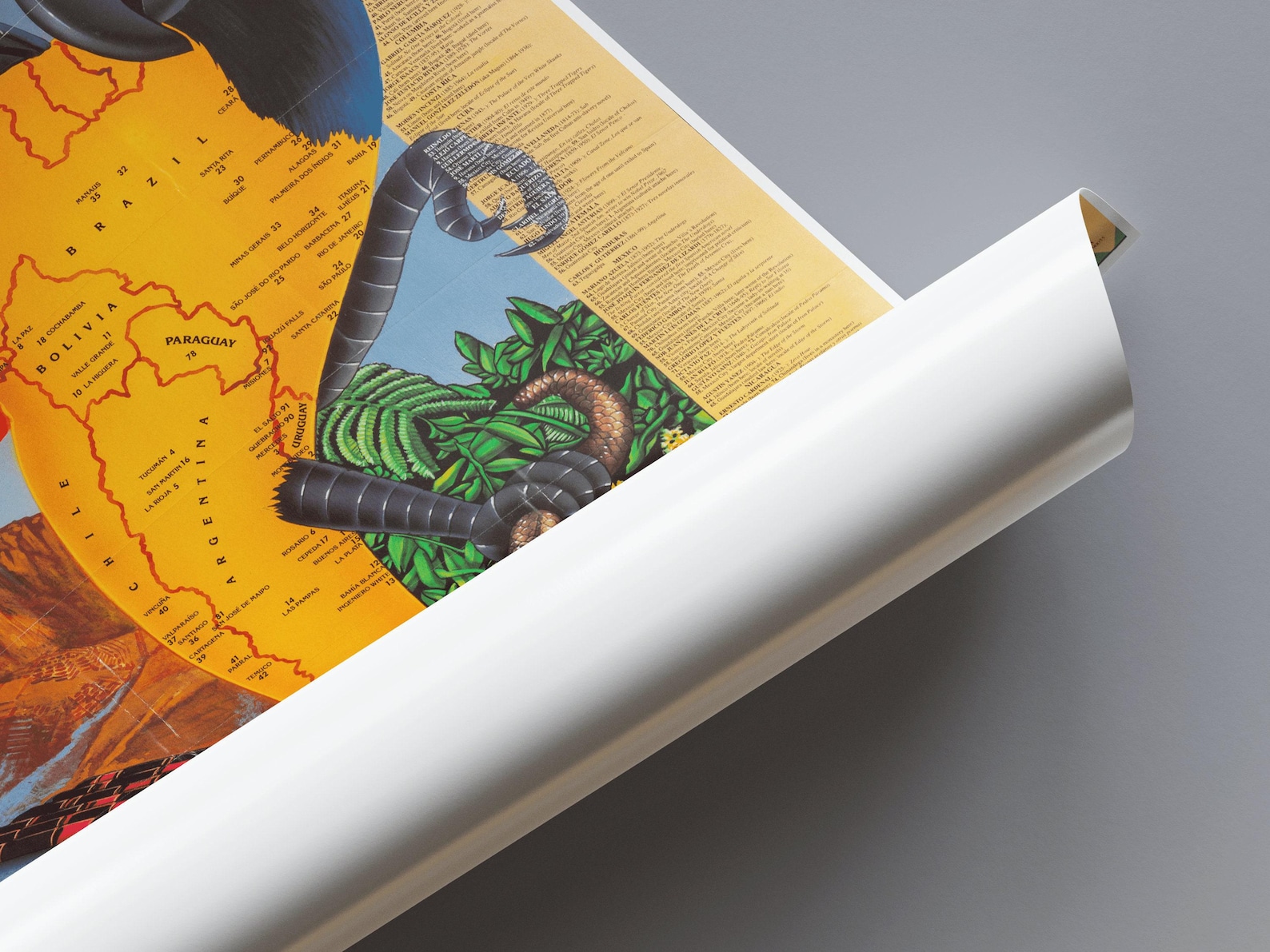 Vintage Literacy Map of Latin America / Old South America Map / Book ...
