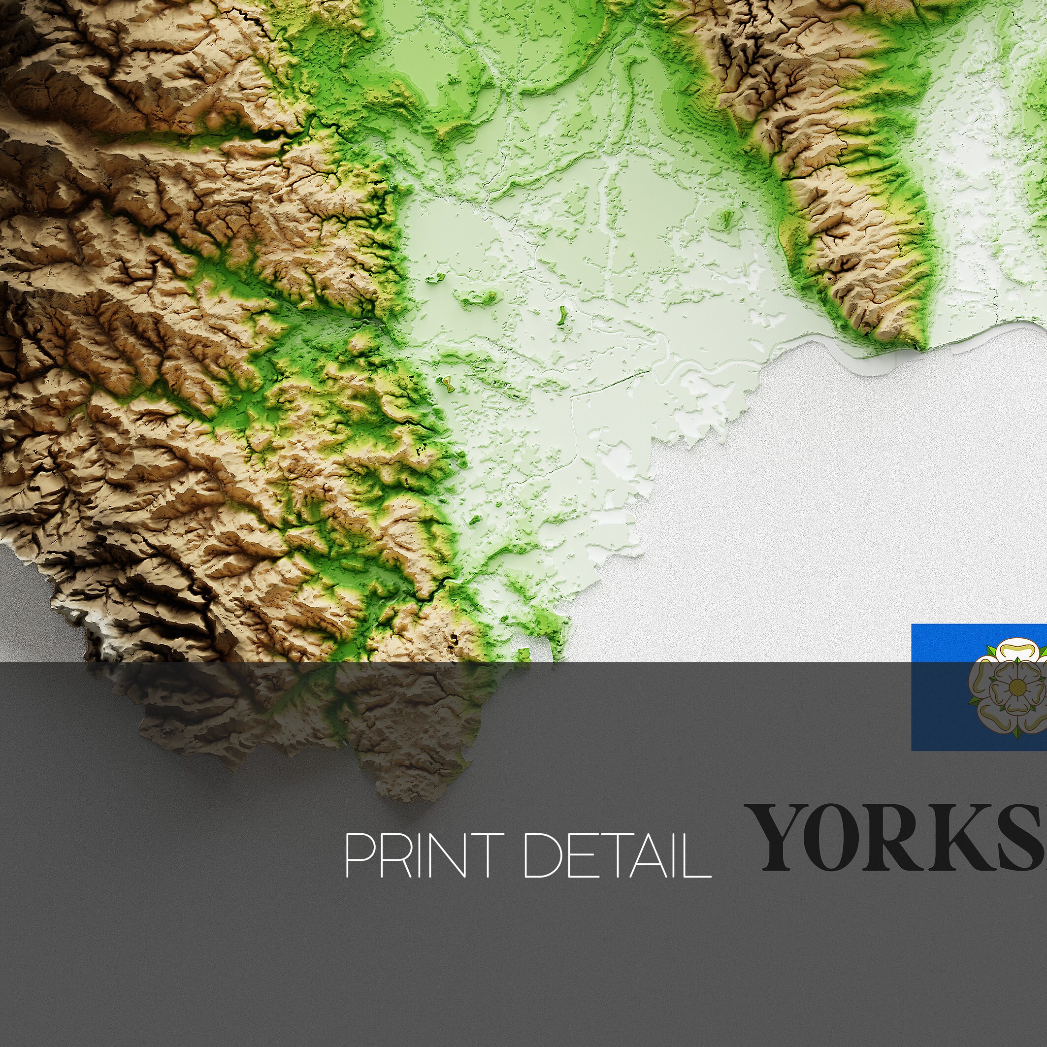 Yorkshire Topographic Map / Giclée Fine Art Print / York, Bradford ...