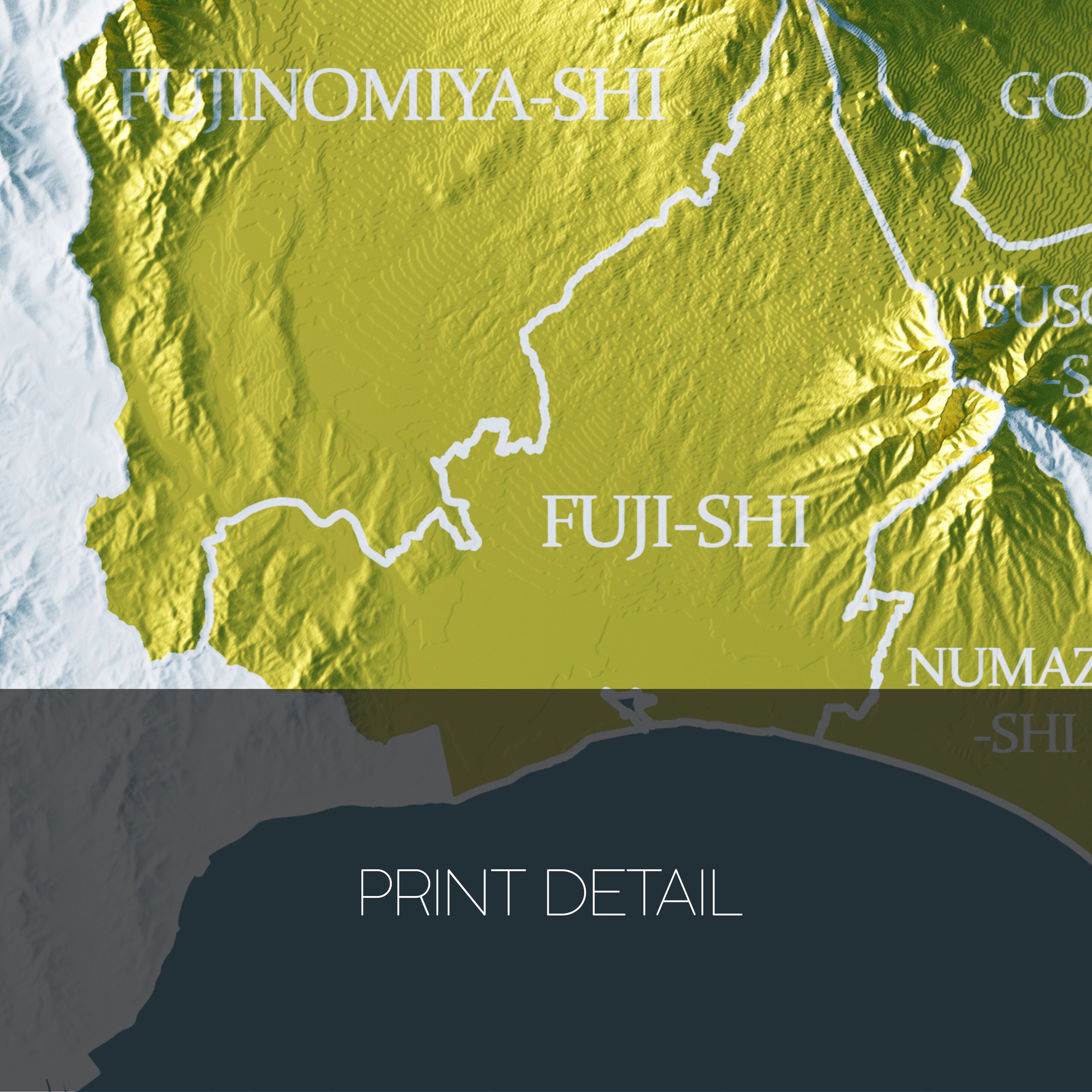 Mt Fuji Golden Topographic Map / Giclée Fine Art Print - Etsy UK