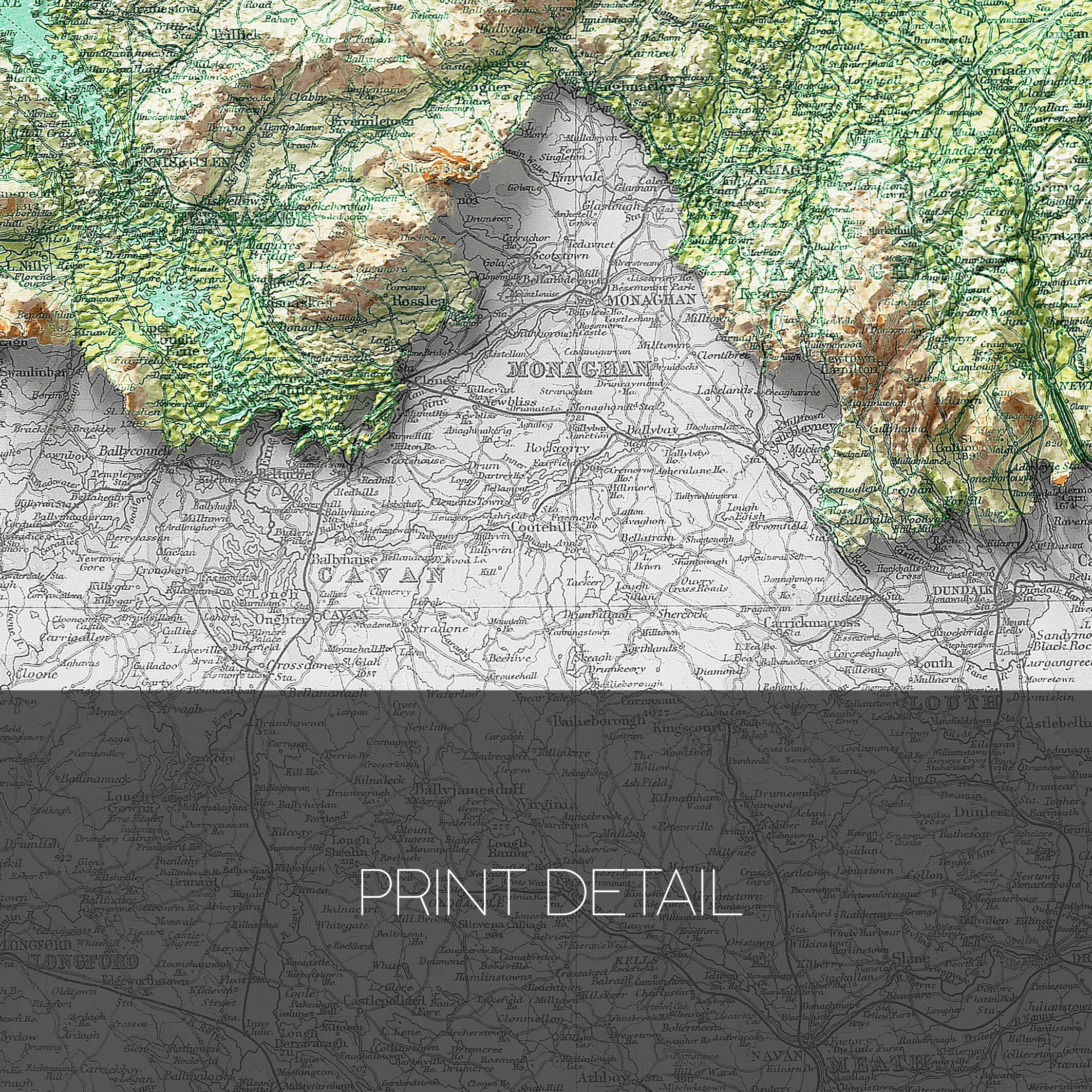 Northern Ireland Topographic Map / Giclée Fine Art Print / Belfast ...