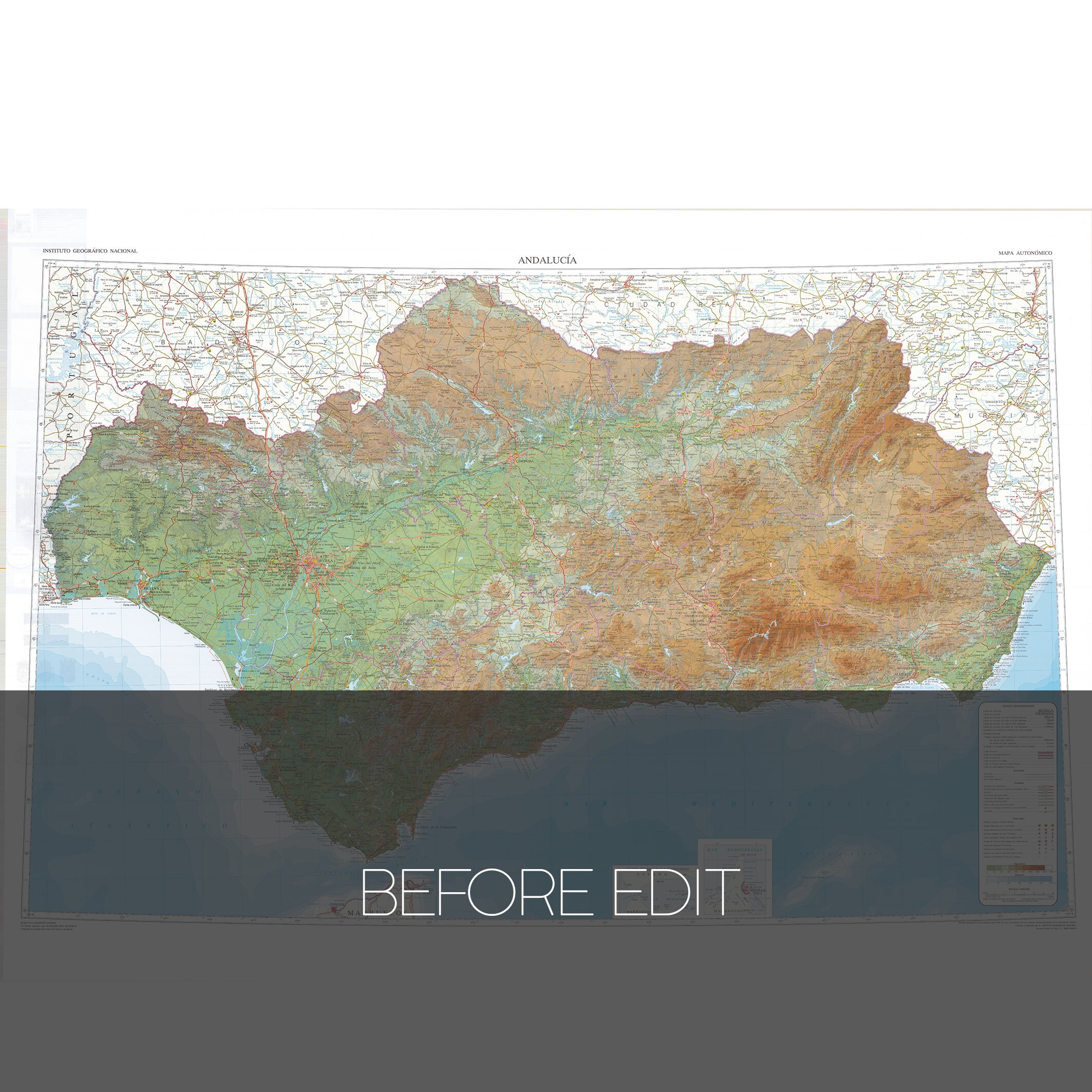 Andalucia andalusia Topographic Map / Giclée Fine Art Print - Etsy