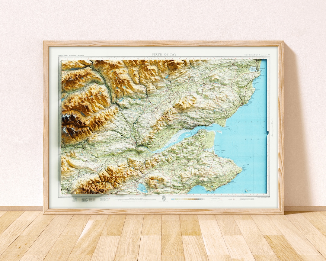 Firth of Tay Topographic Map / Giclée Fine Art Print / Dundee, Perth ...