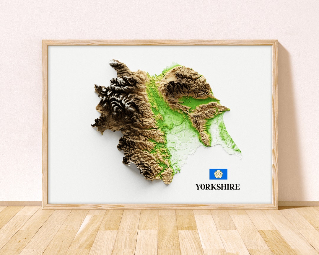 Yorkshire Topographic Map / Giclée Fine Art Print / York, Bradford ...