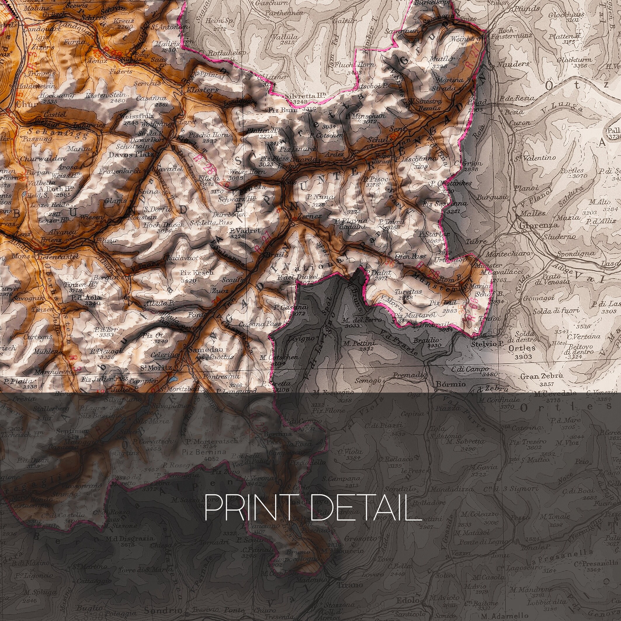 Schweiz schattierte Reliefkarte / Giclée Fine Art Druck / Schweizer ...