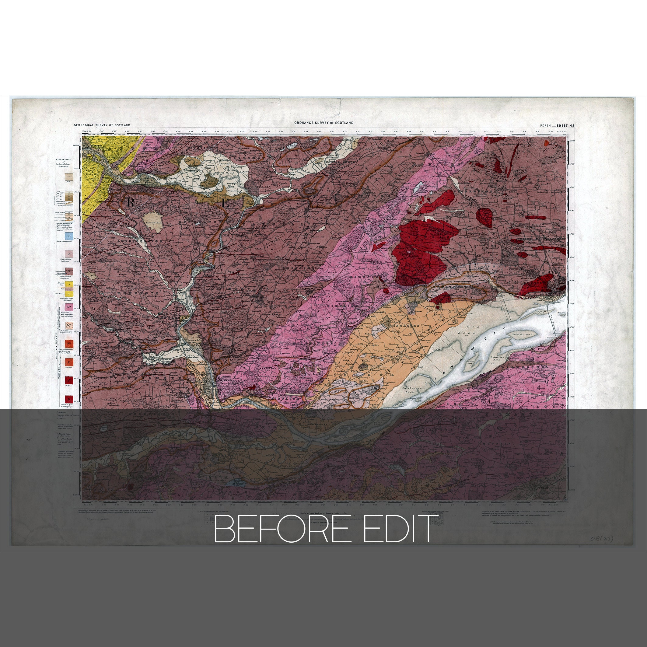 Perth Topographic Map / Giclée Fine Art Print / Perthshire, Coupar ...