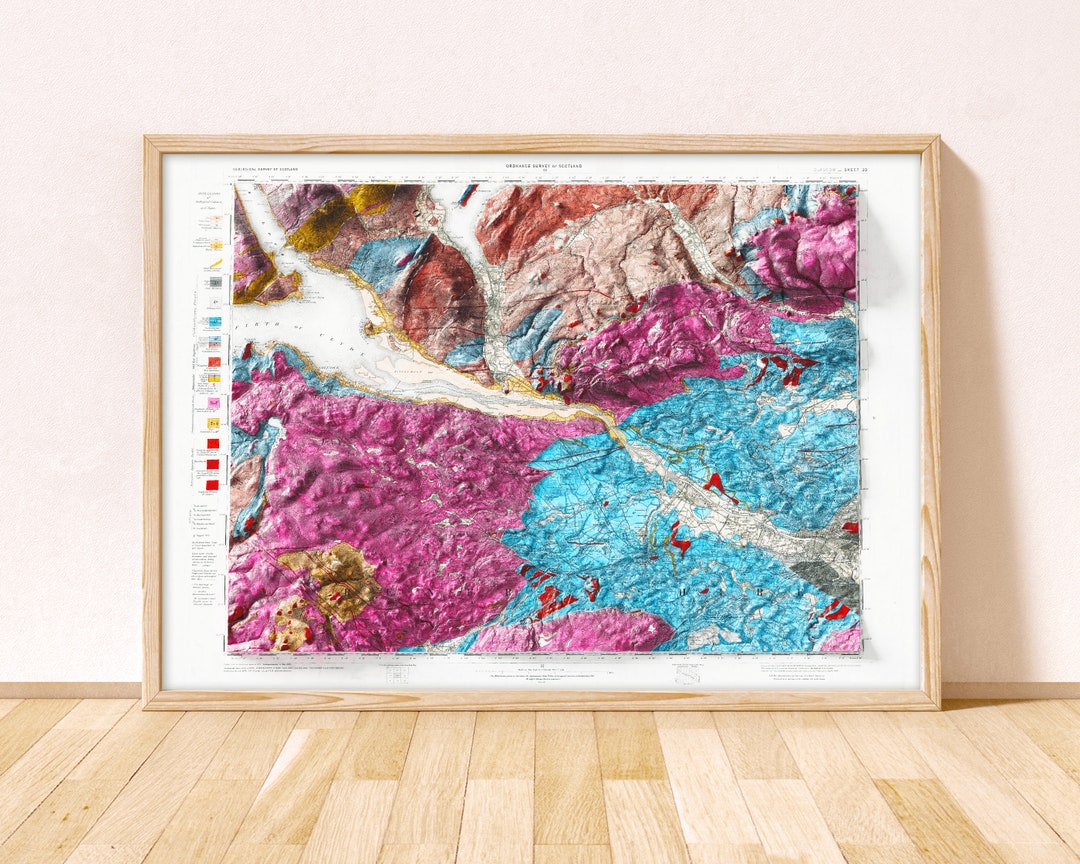 Glasgow and the Clyde Topographic Map / Paisley, Dumbarton, Balloch ...