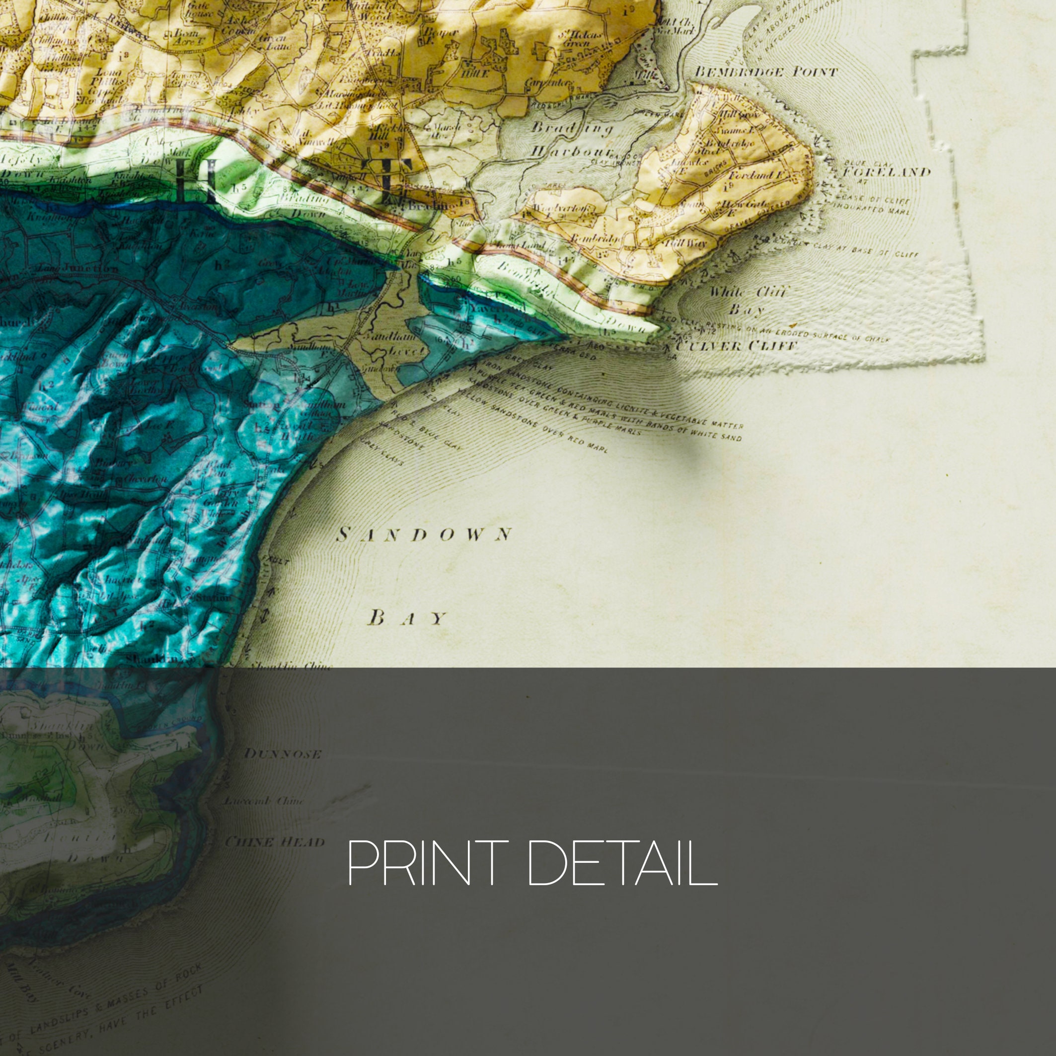 Isle of Wight Topographic Map / Portsmouth, Shanklin, Ventnor ...