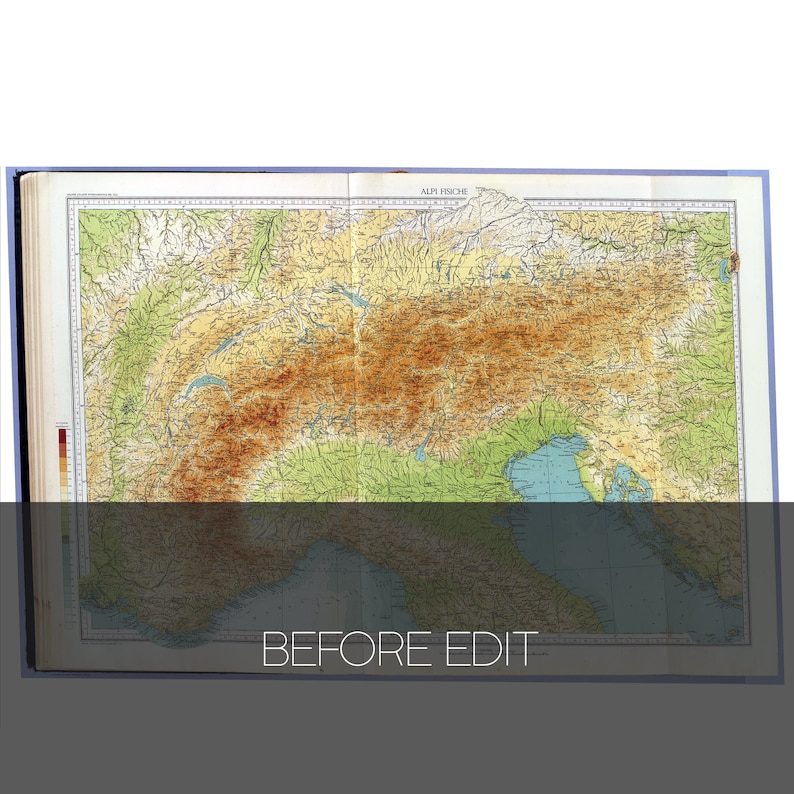 The Alps Topographic Map / Giclée Fine Art Print / Alpine Map / Map of ...