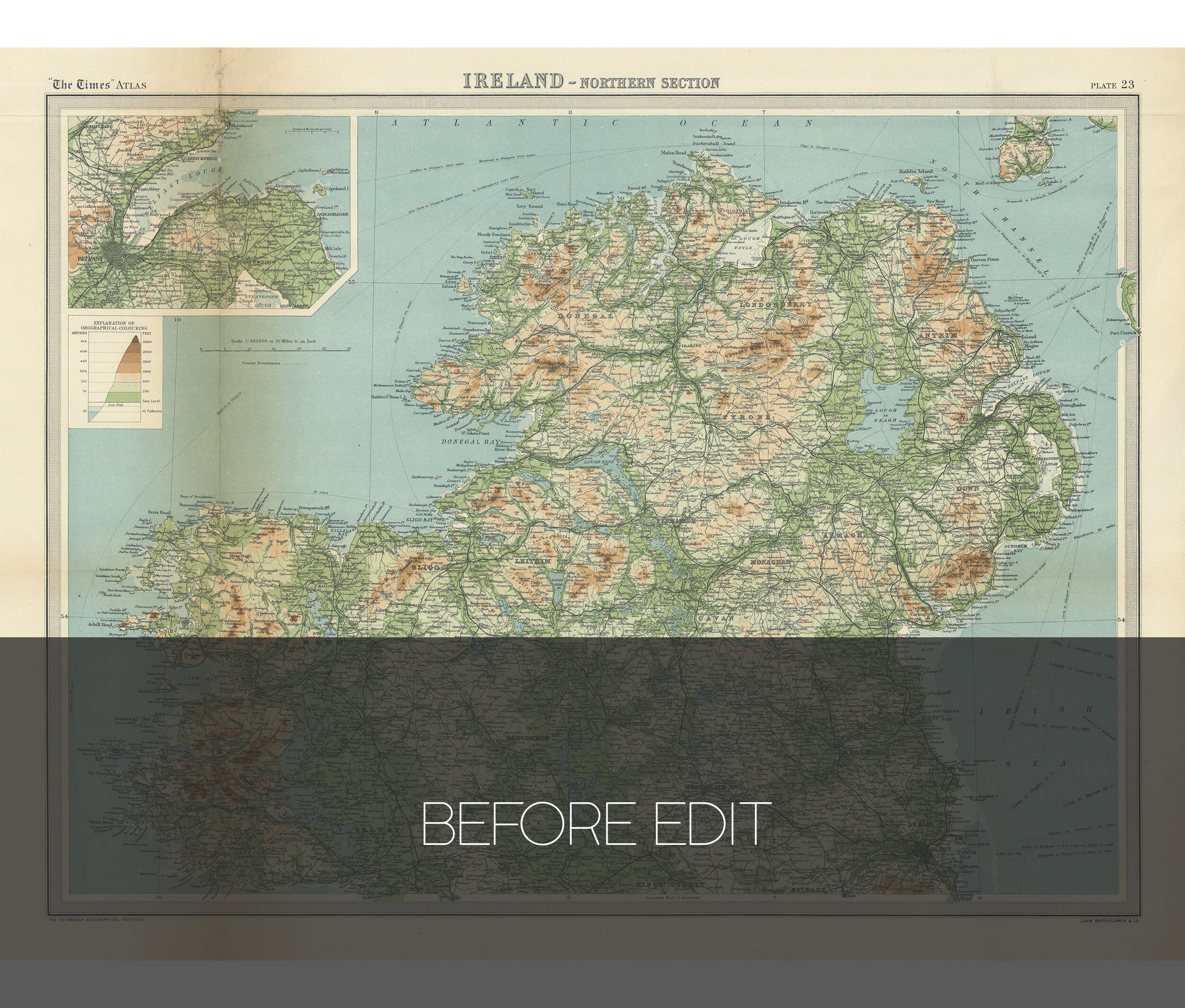 Northern Ireland Topographic Map / Giclée Fine Art Print / Belfast ...