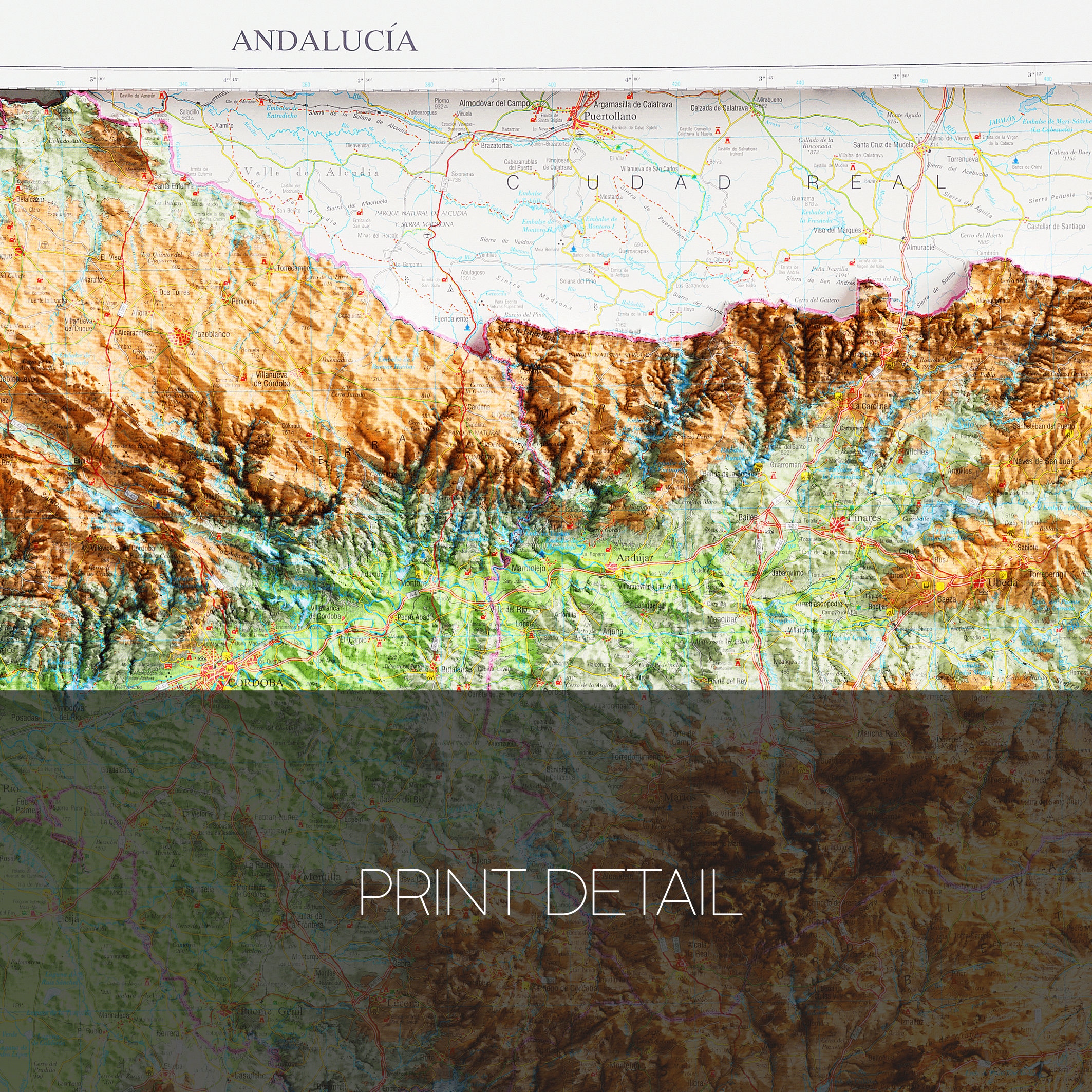 Andalucia andalusia Topographic Map / Giclée Fine Art Print - Etsy