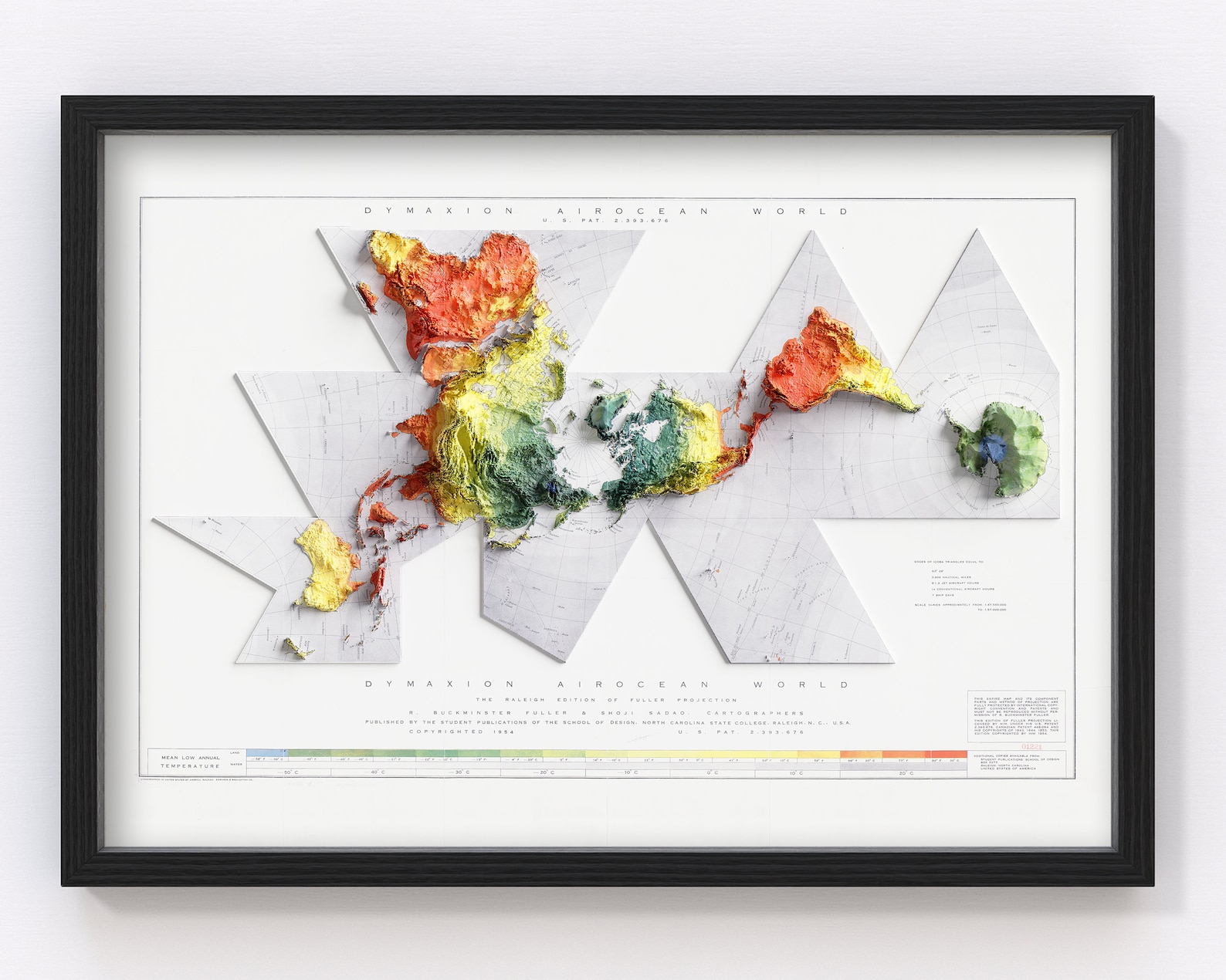 Dymaxion Airocean World Map / Fuller Projection / Elevation Topo Relief ...
