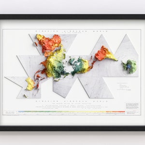 Dymaxion Airocean World Map / Fuller Projection / Elevation Topo Relief ...