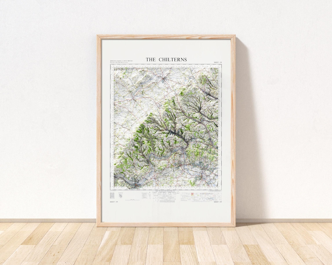 Chiltern Hills Topographic Map / Giclée Fine Art Print / 2D Shaded ...