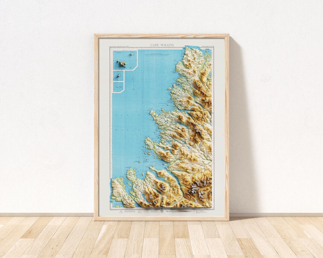 Cape Wrath Topographic Map / Giclée Fine Art Print / Poolewe, Stoer ...