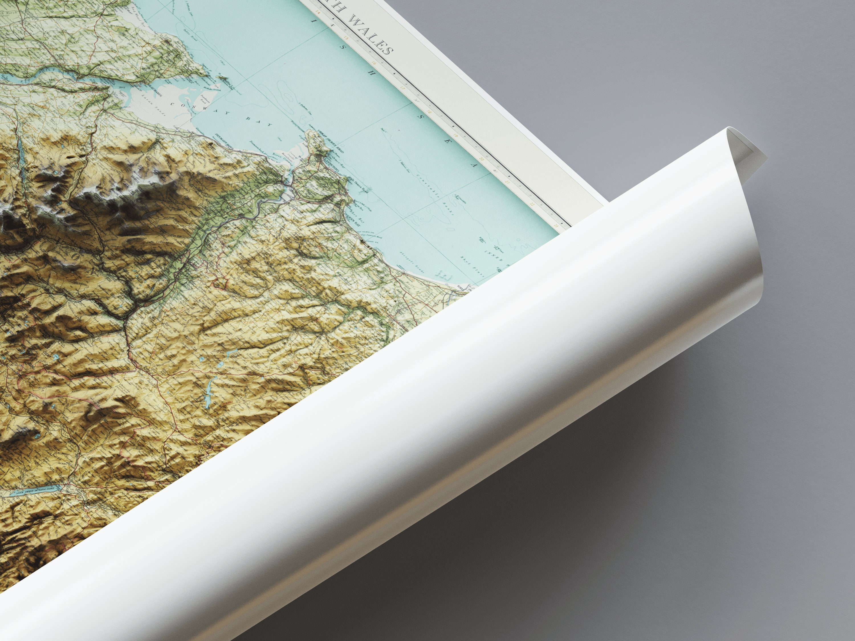 North Wales Topographic Map / Giclée Fine Art Print / Snowdon ...