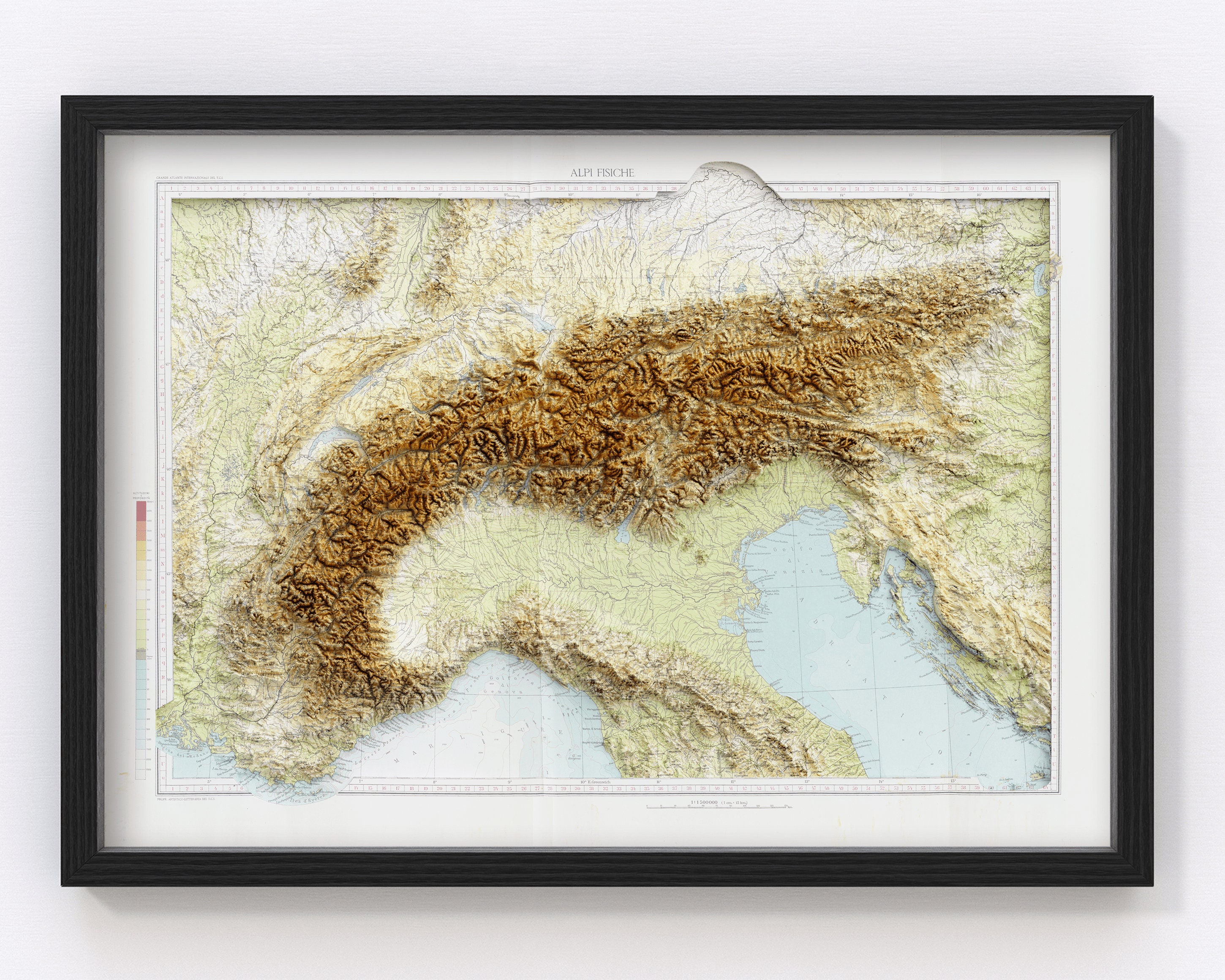 Die Alpen - Topographische Karte / Giclée Fine Art Druck / Alpenkarte ...