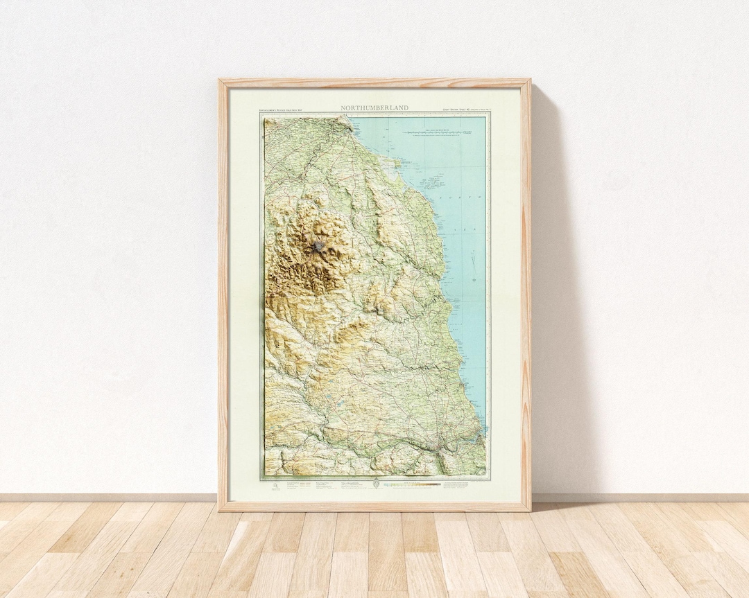 Northumberland Topographic Map / Giclée Fine Art Print / Northumberland ...