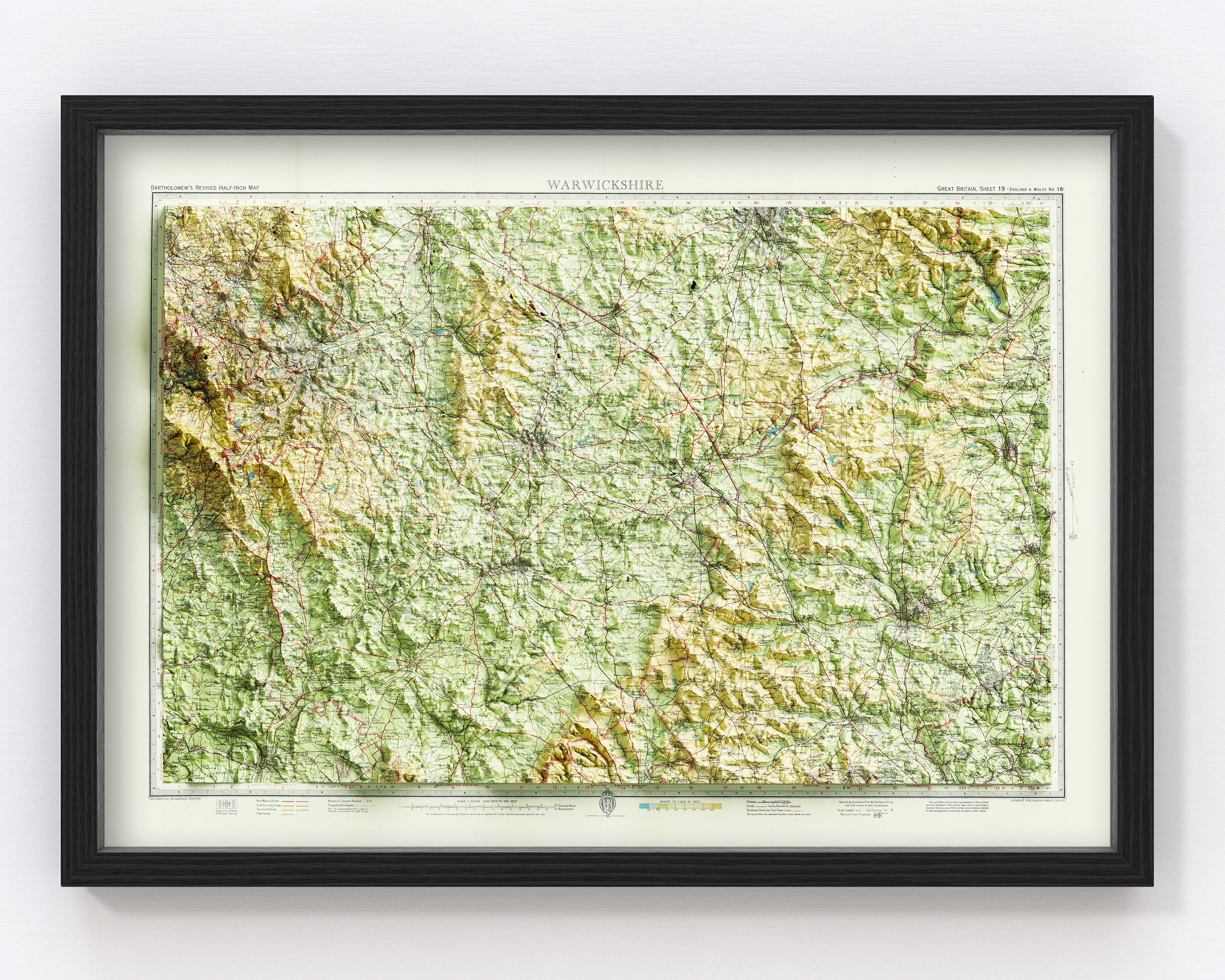 Warwickshire Topographic Map / Giclée Fine Art Print / Warwick ...