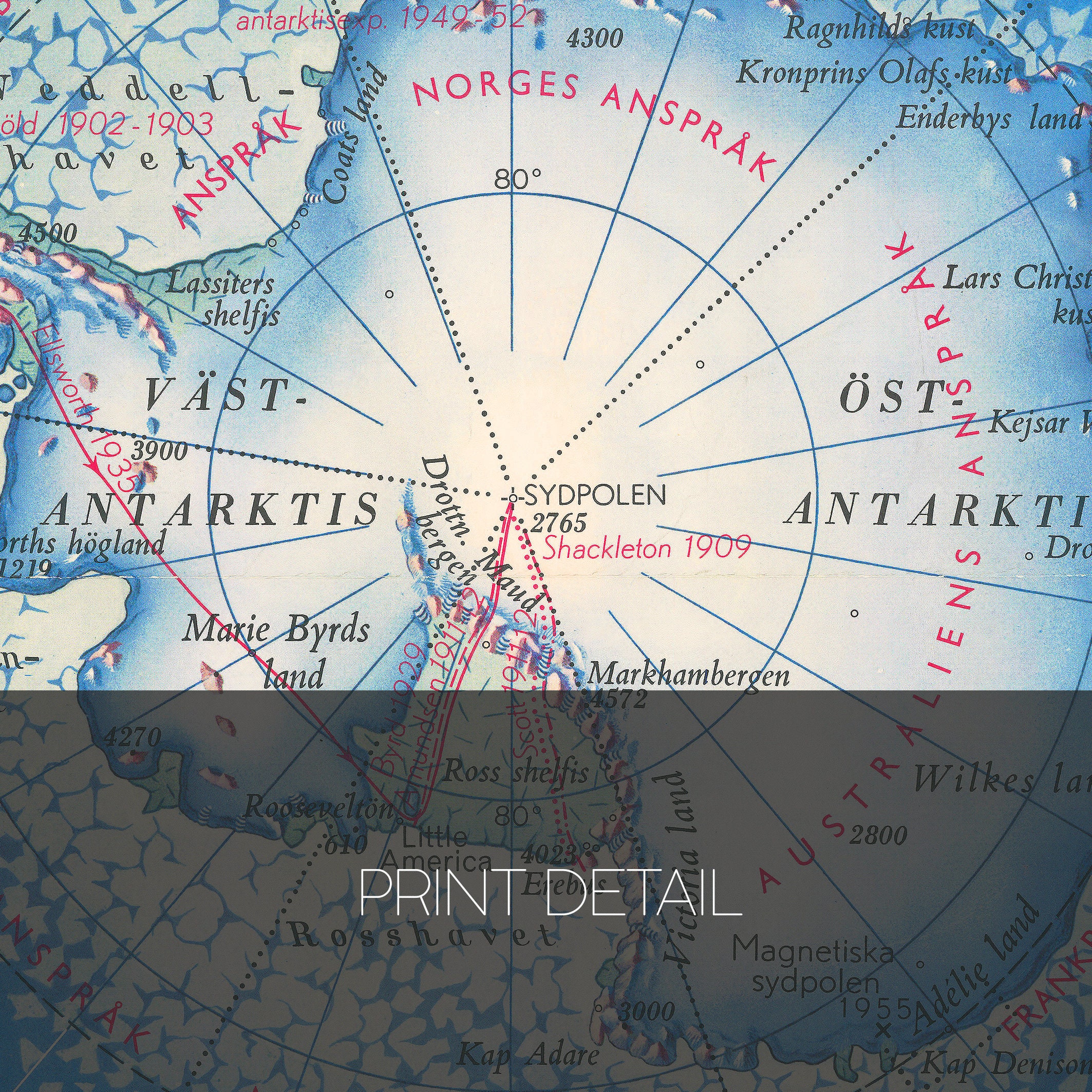 Vintage Map of Antartica 1957 / Antartica Art Print / Antique - Etsy