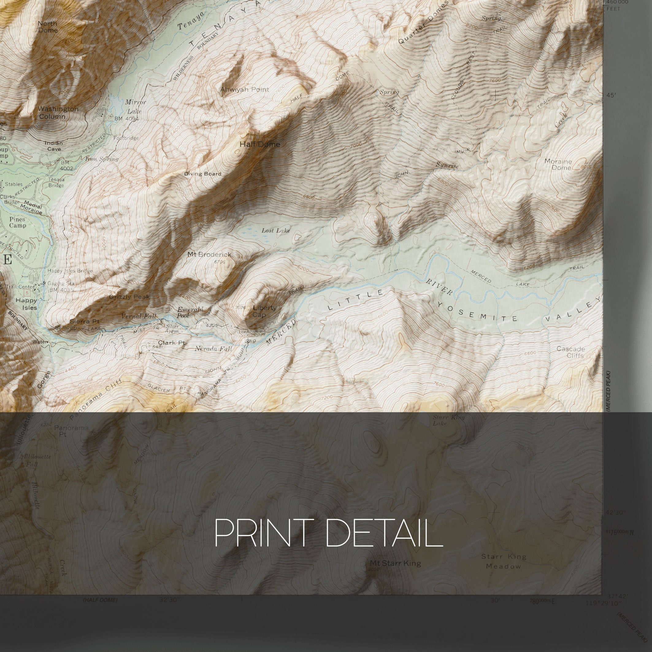 Yosemite Valley Topographic Map / Giclée Fine Art Print / Yosemite ...