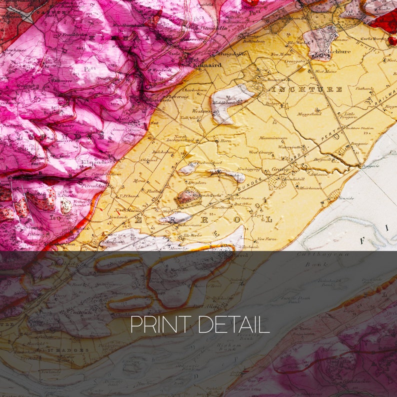 Perth Topographic Map / Giclée Fine Art Print / Perthshire, Coupar ...