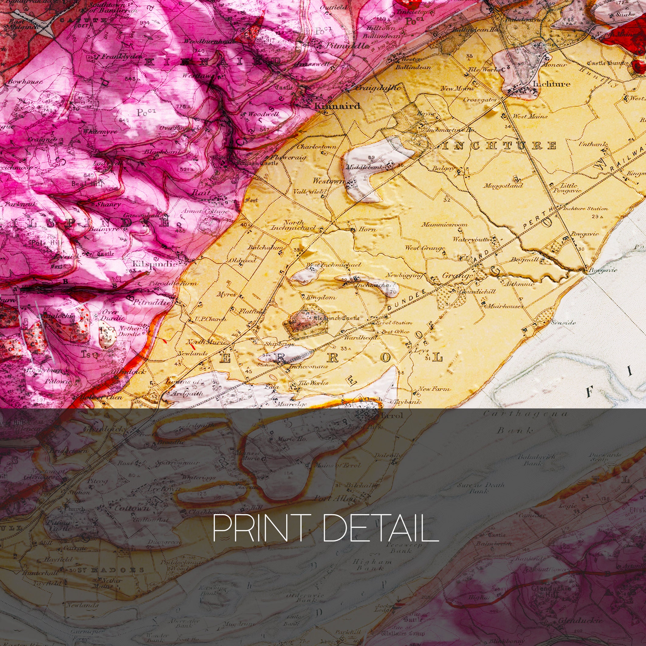 Perth Topographic Map / Giclée Fine Art Print / Perthshire, Coupar ...